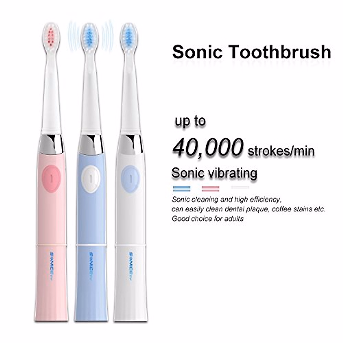 SONICETY Electric Toothbrush HI-503 (Value Pack Includes 3 Brushheads) (Pink)