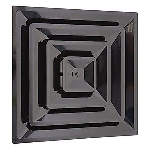 HaVACo 2'x2' Lay-In 3 Cone Supply with 10" Pre-Molded Boot, ABS Plastic Supply Grille, Ceiling Diffuser for Air Vent, Ideal for Heating, Cooling, and Ventilation, Home Improvement, Black