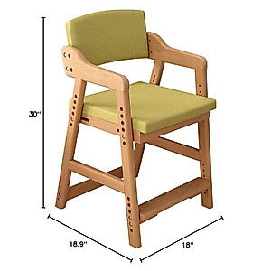 XFENG Adjustable Wood Chairs Liftable Study Chair for Kids with Arm Rest, Dining Side Chairs for Tables, Student Study Work Lift Ergonomic Posture Computer Washable Dining Desk Chair (Color : Green)