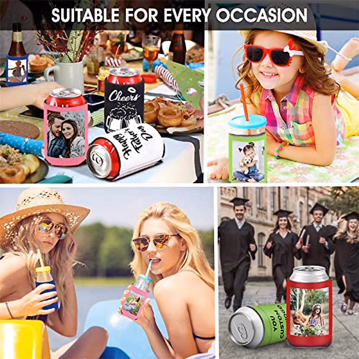 Custom Can Sleeve Beer Coolers Bulk Personalized Can Cooler With Photo Logo Customized Insulated Beverage Bottle Holder for Party Weddings Fishing Picnics