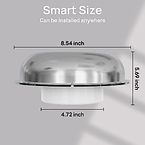 DC HOUSE Solar Powered Fan Roof Fan Vent Exhaust Fan Stainless Steel 5-inch Fan for Roof Attic RV Boats Greenhouse 12 CFM Only Exhaust Ventilation Air Current Limiting Module
