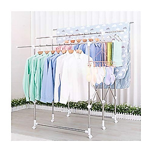 Drying Rack Stainless Steel Outdoor Telescopic Floor Balcony Folding Indoor Three-bar Drying Quilt Outdoor Windproof Clothes Pole FANJIANI