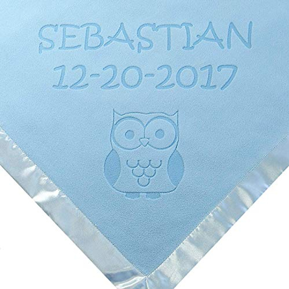 Custom Catch Personalized Owl Baby Blanket Gift for Boy - Infant or Newborn Name (2 Lines of Text)