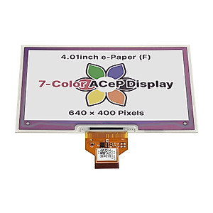 waveshare 4.01inch Colorful E-Paper E-Ink Raw Display Compatible with Raspberry Pi 4B/3B+/3B/2B/B+/A+/Zero/Zero W/WH/Zero 2W Series Boards 640×400 Pixels ACeP 7-Color Without PCB