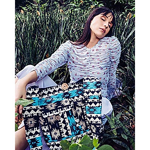 Tribe Azure Large Quilted Hobo Shoulder Bag Crossbody Sling Beach Travel (Blue Black)