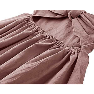 lymanchi Girl Cotton Linen Ruffle Halter Backless Princess Dress Infant Comfy Playwear 823 Dark Pink 120