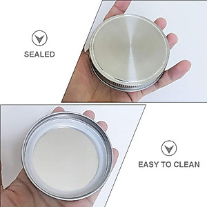 Yardwe Tiered Dessert Stand 6pcs Mason Canning Jar Lids Regular Mouth Reusable Leakproof Split-type Silver Lids with Silicone Seals for Food Storage Airtight Canning Jar Cap Cover