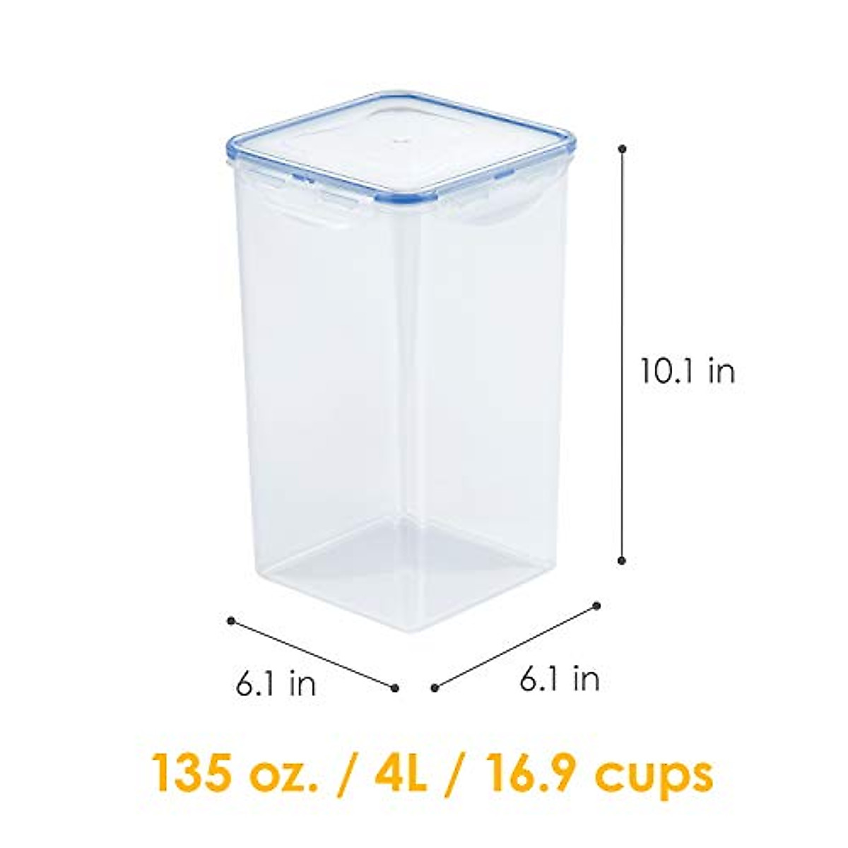 LocknLock Easy Essentials Food lids/Pantry Storage/Airtight containers, BPA Free, Square-16.9 Cup-for Chips, Clear
