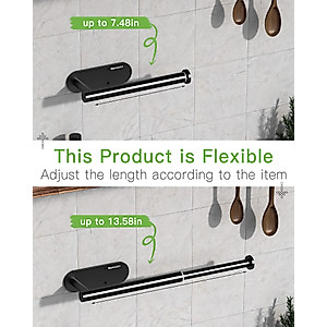Adjustable Self-Adhesive Paper Towel Holder Under Cabinet, Under Counter Paper Towel Holder Wall Mount for Kitchen Bathroom Organization Storage, Adhesive and Screws, Extendable 7.5" to 14"
