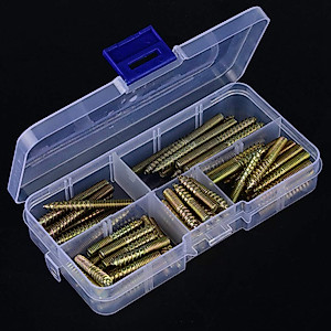 80Pcs M5 Dowel Screw Double Ended Screws Self-Tapping Threaded Bolts Hanger Bolts Studs