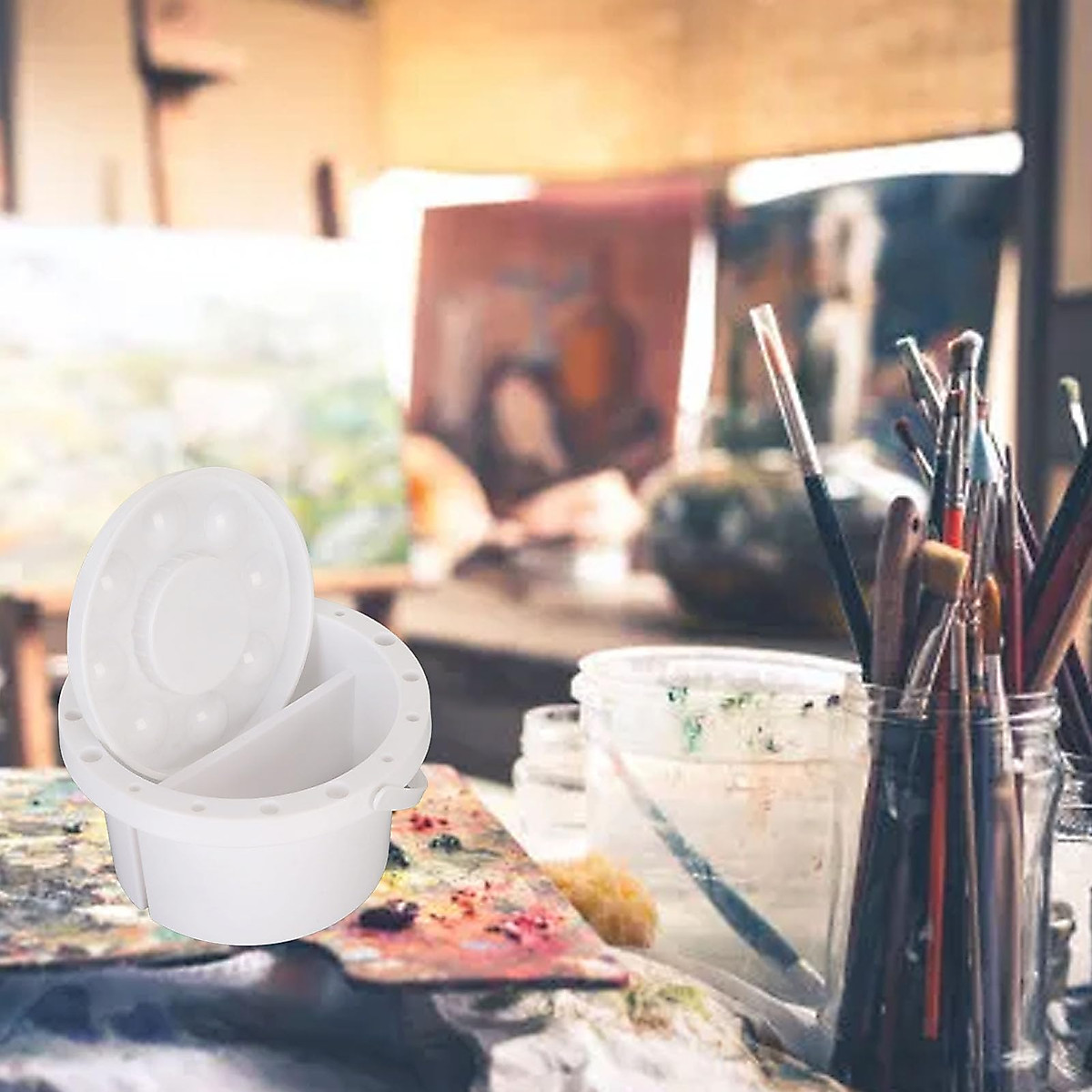 Paint Brush Washer, Multi Purpose Portable Handle Plastic Collapsible Painting Water Cup for Travel