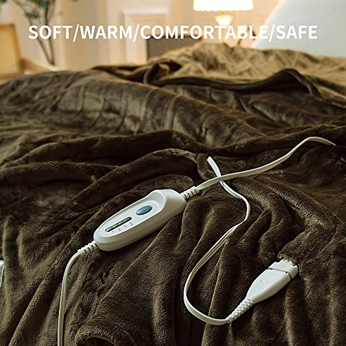 JET'S HOME Heated Blanket Queen 84"x90" - ETL&FCC Certified Flannel Electric Blanket Throw Machine Washable Heating Blanket with 4 Heating Levels 10 Hours Auto-Off Overheating Protection (Pinecone)