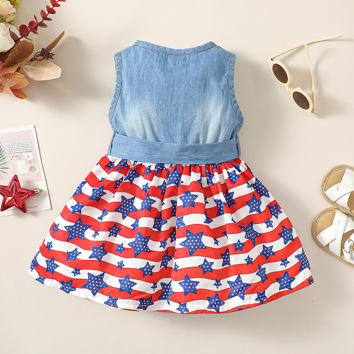 18 Months Girl Clothes Toddler Baby Girl Dress Denim Sunflower Short Sleeve Dress Jean Sundress Skirt Summer Dresses 18-24 Months Girl Clothing