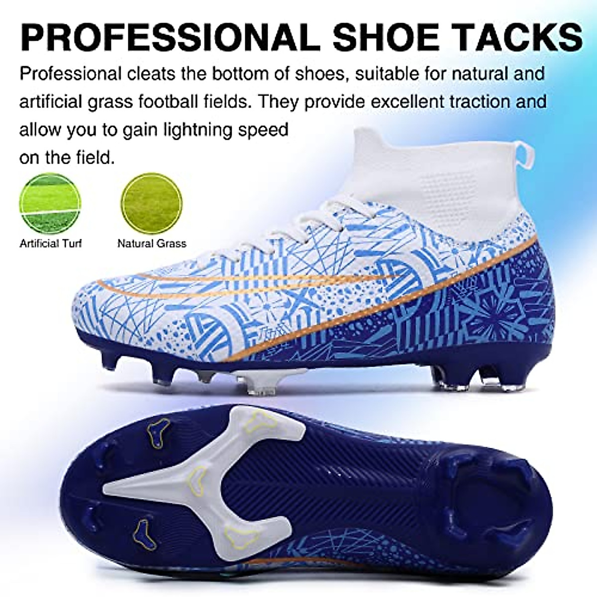 Mens Soccer Shoes Soccer Cleats Women Football Cleats Tacos De Futbol para Hombre Football Shoes for Turf Futsal Shoes Cleats Football Turf Cleats Professional Football Training Boots AG FG