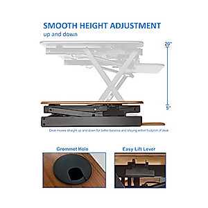 Rocelco 46" Large Height Adjustable Standing Desk Converter with Triple Monitor Mount BUNDLE - Sit Stand Up Computer Workstation Riser - Retractable Keyboard Tray - Teak Wood Grain (R DADRT-46-DM3)