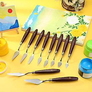 Lasnten 27 Pcs Palette Knife Set Stainless Steel Wood Handle Acrylic Paint Spatula Tools for Canvas Oil Color Mixing and Texturing