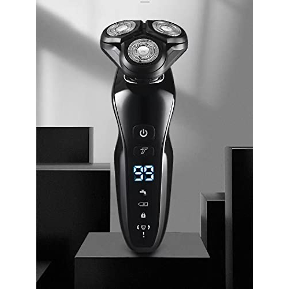 Electric Razor Cordless Beard Trimmer for Men Nose Hair Trimmer 3 in 1 Trimmer Grooming Kit Plus 1 Facial Cleansing Brush Waterproof USB Rechargeable Dry Wet (Black)