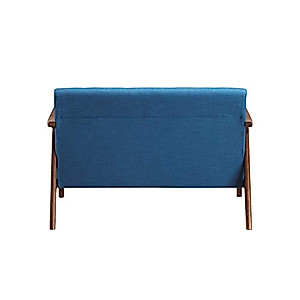 Christopher Knight Home Buda Mid-Century Modern Settee, Navy Blue, Brown