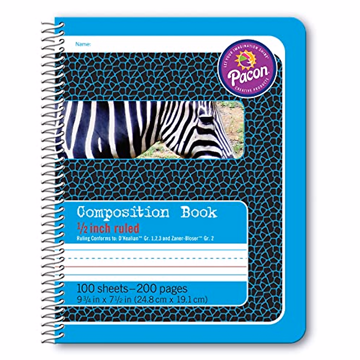 Pacon Primary Composition Spiral Book 1/2-in. Ruled, 100 Sheets, Blue (2429)
