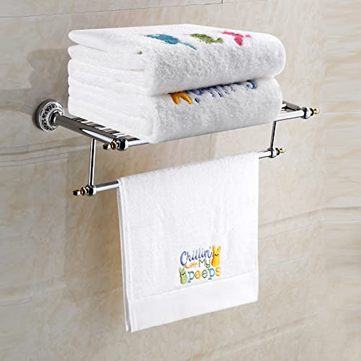 GreenPine 2 Pack Easter Hand Towels Whtie Towels 100% Cotton Embroidered Premium Luxury Decor Bathroom Decorative Dish Towels Set for Drying, Cleaning, Cooking, Holiday Towels Gift Set 14 "X 29"