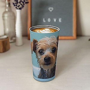 GTKSYNVE Reusable Coffee Mug with Lid and Handle, Funny Dog in Bathtub Tumbler for Hot & Cold Drinks 16oz Stainless Steel Insulated Coffee Tumblers Double Wall Vacuum Thermal Cup