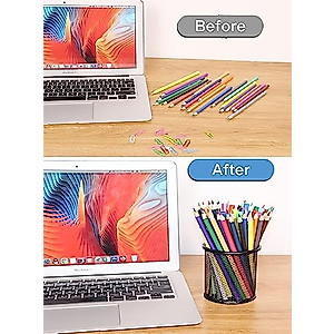 SNOW COOLER Pen Holder Mesh Pencil Holder Metal Pen Holder Pencil Holder for Desk Office Pen Organizer Black, 4 Pack