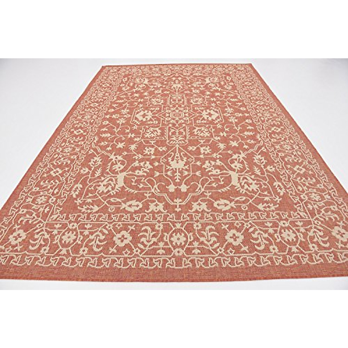 Unique Loom Outdoor Botanical Collection Area Rug - Allover (7' 1" x 10' Rectangle, Terracotta/ Beige)