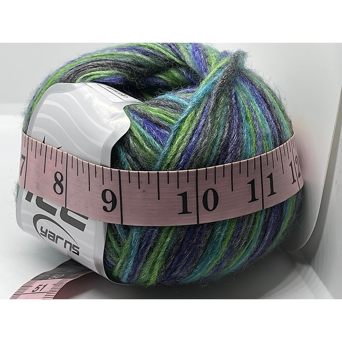 Blue, Purple, Green, Grey Self-Striping Leonardo Color Yarn - DK Weight Merino Wool and Cotton Blend Yarn 50 Grams (1.75 Ounces) 190 Meters (207 Yards)