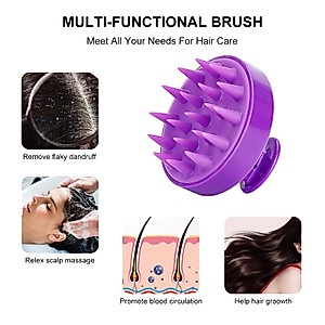 SetSail Hair Scalp Massager Shampoo Brush, Soft Silicone Hair Scalp Scrubber with Ergonomic Handle, Dry and Wet Hair Scalp Brush for Hair Growth, Dandruff Removal, Relax, Blood Circulation, Purple