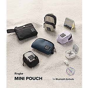 Ringke Mini Pouch [Half Pocket] Nylon Carrying Pouch Small Bag for AirPods, Galaxy Buds, Earphones, Cards, ID - Black