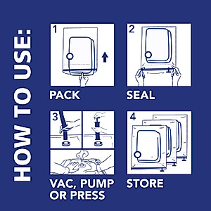 Hefty Shrink-Pak Starter Kit - 2 Large, 1 XL Cube, 1 Jumbo Vacuum Seal Storage Bag and Hand Pump – Space Saver Bags for Clothing, Pillows, Towels, or Blankets, 5 Pc Set