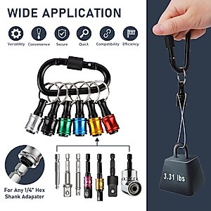 Valkynos Bit Holder Cool Gadgets, Cool Stuff Quick Release Bit Holder, 1/4 Drill Bit Holder Keychain 12Pcs, and 105° Right Angle Drill Attachment for Tight Spaces, 13Pcs Stocking Stuffers for Men Dad