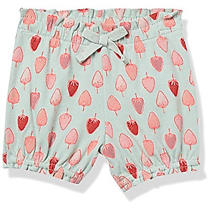 Amazon Essentials Baby Girls' Bloomer Shorts - Discontinued Colors, Pack of 4, Ecru/Mint Green Berry/Pink/Stripe, 12 Months