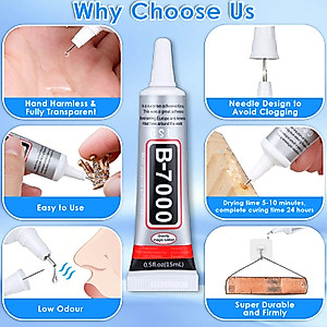 B7000 Jewelry Rhinestones Glue, Cludoo 5PCS B-7000 Clear Super Glue Transparent Industrial Adhesive for Phone Repair Jewelery Making Crafts Gem Fabric Metal Nail Art Stone Wood Glass Bead