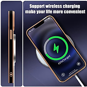 YKCZL Compatible with iPhone 13 Case MagSafe, Luxury Plating Cute Heart Full Camera Lens Protection Magnetic Case for iPhone 13 for Women Girls-Black