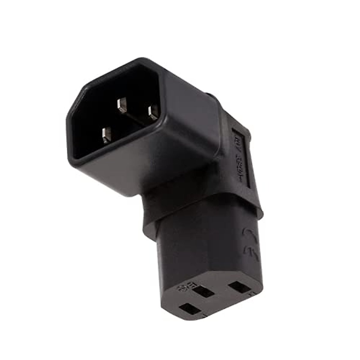 Vrllinking IEC C14 to C13 90 Degree Power Adapter for LCD Wall Mount TV/Computer Host/Monitor/Rice Cooker/Electric Kettle,10A PDU Plug, Up/Down Right Angled IEC Power Adapter (2 Pack/Black)