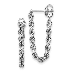 14K White Gold Rope Chain Dangle Post Earring QTL857