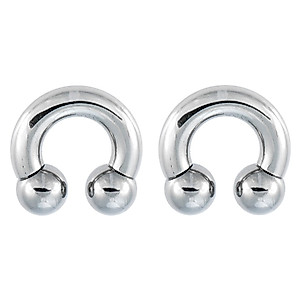playful piercings Pair of Gunmetal Silver Hypoallergenic 316L Stainless Surgical Steel Horseshoe Ring Lip, Belly, Nipple, Cartilage, Tragus, Septum, Earring Hoop - 4g, 1/2"