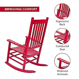 Shine Company 4332CP Vermont Porch Rocker | High Back Rocking Chair – Chili Pepper