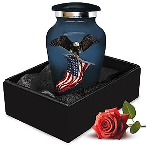 Eagle Urns for Human Ashes Adult Man - Military Urn - Patriotic Urn for Male & Female - Honor Your Loved One with Memorial Cremation Urns - Funeral Urns for Army Veterans (Black, Small)
