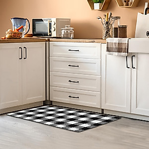 SPUNKER Doormat Checkered and Black Plaid Squares Tartan Door Welcome Mat Vintage Rustic Yard Non Slip Seasonal Home Decoration Indoor Outdoor 17 X 30 Inch