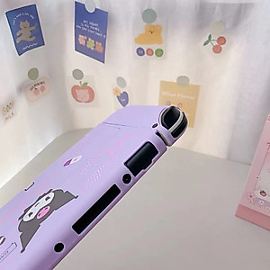 Cute Kuromi Case Compatible with Nintendo Switch OLED, Dockable Case Cover, Ergonomic Soft TPU Grip Case for Joycon, Sparkle Skin Set