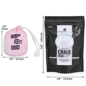 Inspirational Phrases Gym Chalk Ball for Gymnastics Weight Lifting Rock Climbing 2.3 oz Chalk in Refillable Sock Bag (Pink)