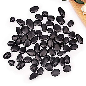 CFKJ 18 Pounds Black Pebbles Aquarium Gravel River Rock, Natural Polished Decorative Gravel,Garden Ornamental Pebbles Rocks,Black Decorative Stones,Black Pebbles, Decor Gravel for Landscaping (Black)