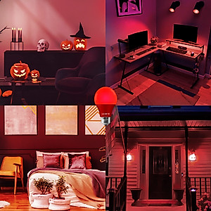 LUXRITE A19 LED Red Light Bulbs, 60W Equivalent, Non-Dimmable, UL Listed, E26 Standard Base, Indoor Outdoor, Porch, Christmas, Decoration, Party, Holiday, Event, Home Lighting (2 Pack)