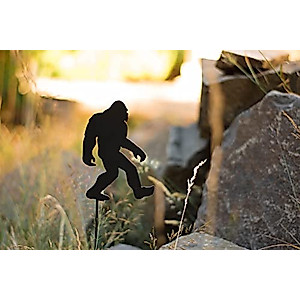 Blue Luca Bigfoot Garden Art Pick | Black Powder Coat Finish | Bigfoot is 3.5 X 5.75 inches | Made in USA