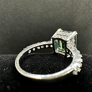RINGJEWEL 5.40 ct VVS1 Emerald Cut Moissanite White Grey Green Color Silver Plated Engagement Ring For Women (Pack Of 1).