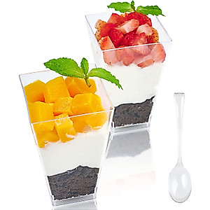 50 pac50 Pack 5 oz Plastic Dessert Cups Appetizer Cups for Party Parfait Cups Mini Dessert Cups with Spoons