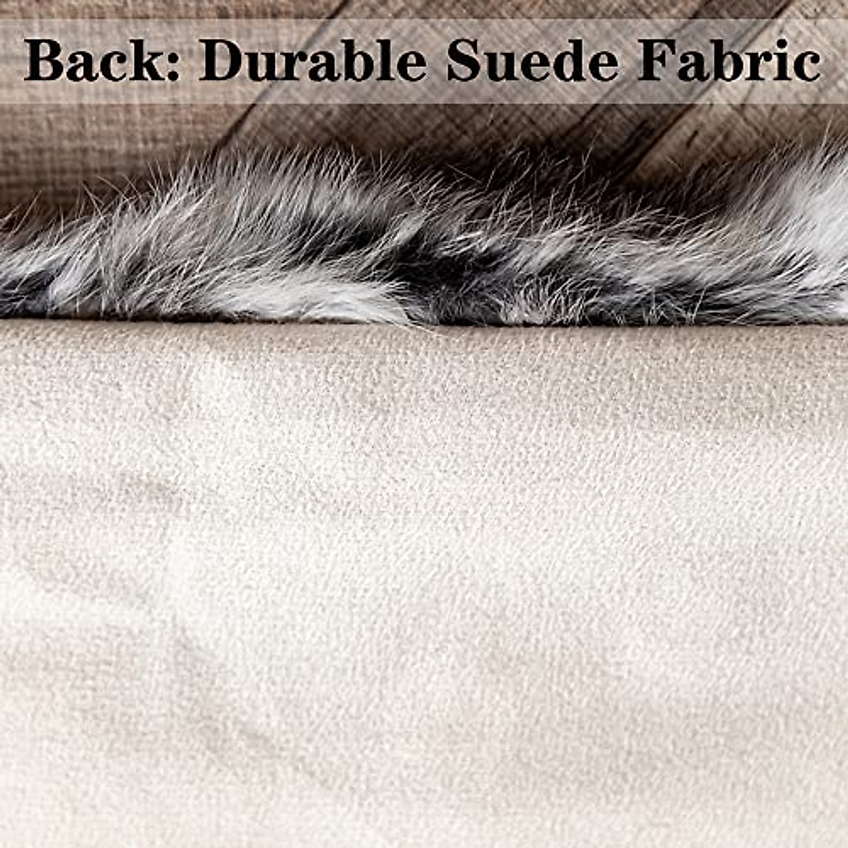 Throw Blankets for Couch and Bed, Soft Cozy Real Rabbit Fur Blanket with Suede Backing, Grey Lightweight Decorative Blankets and Throws, Farmhouse Warm Blanket for Men and Women, 55.1"x63"
