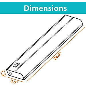 Hardwired LED Under Cabinet Task Lighting - 16 Watt, 24", Dimmable, CRI>90, 3000K (Warm White), Bronze, Wide Body, Long Lasting Metal Base with Frost Lens